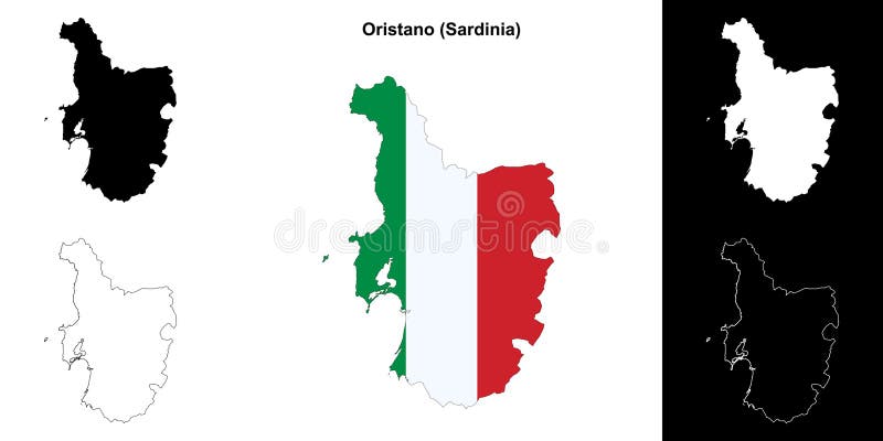 Oristano outline map stock vector. Illustration of design - 334662866