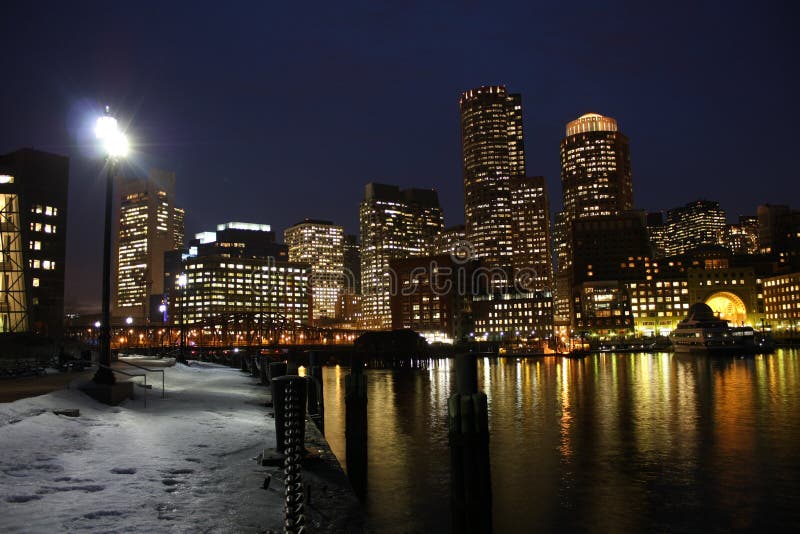 Orizzonte Di Boston Alla Notte Immagine Stock - Immagine di tramonto ...