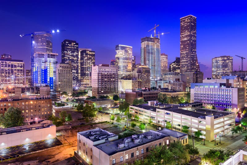 Orizzonte Di Houston Il Texas Immagine Stock - Immagine di notte ...