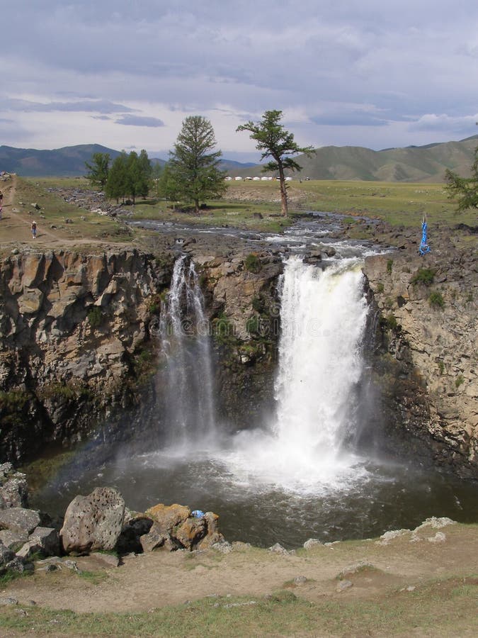 Orkhon Waterfall in Mongolia at Sunrise Stock Photo - Image of amazing ...