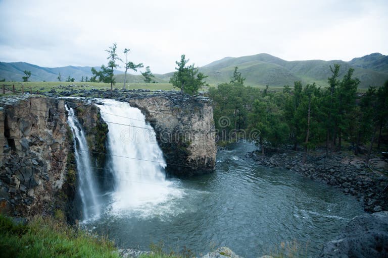 Orkhon Waterfall View. Orkhon Valley, Mongolia Stock Image - Image of ...