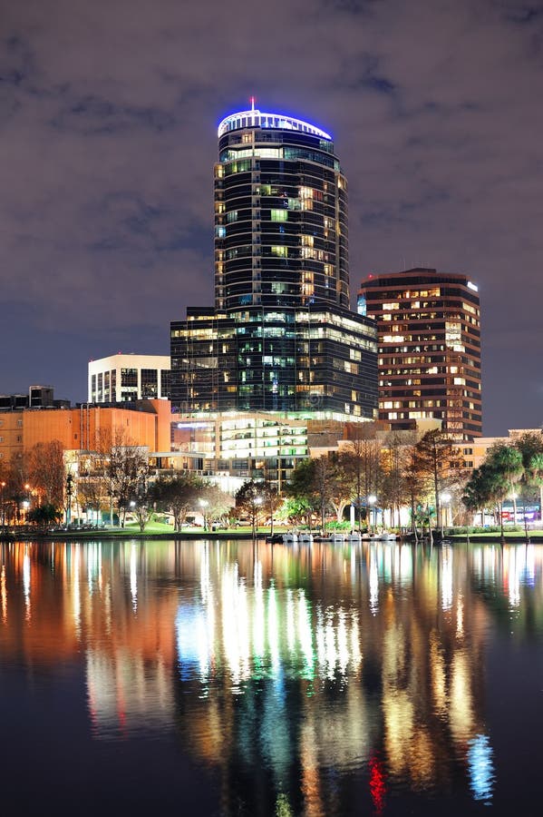 Orlando downtown dusk stock image. Image of lake, america - 23791681
