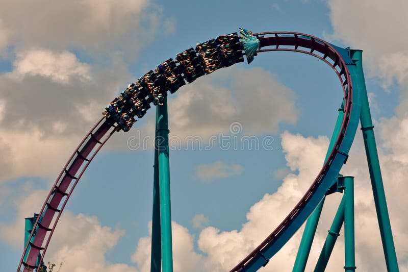 Loop Rollercoaster Fun Ride at Amusement Park at Seaworld. Editorial ...