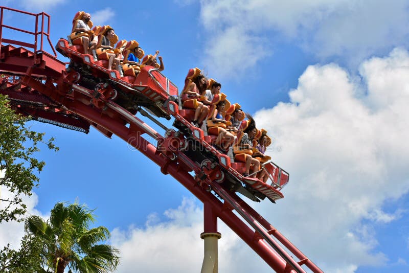 Universal Studios Roller Coaster with Excited Riders Editorial Stock ...