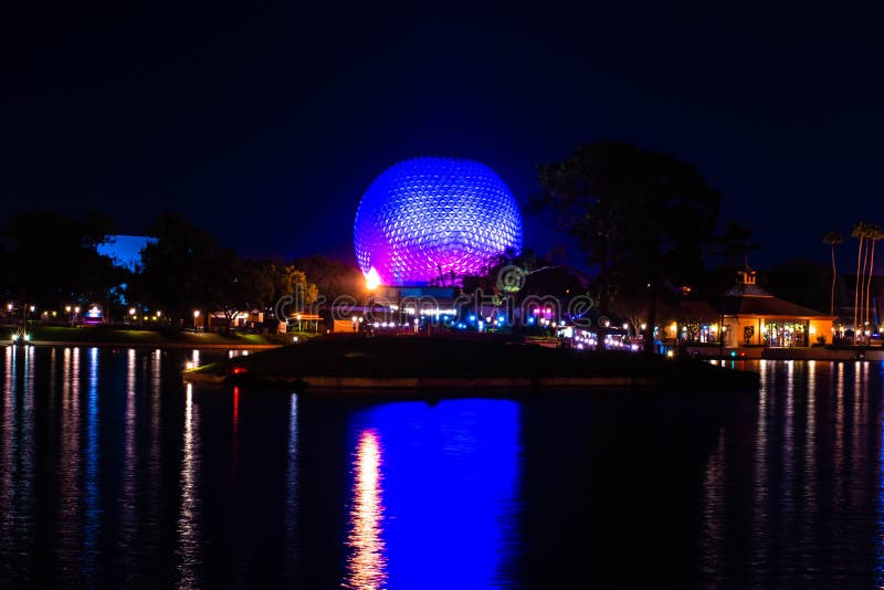 Illuminated Big Sphere at Epcot 11 Editorial Image - Image of fireworks ...