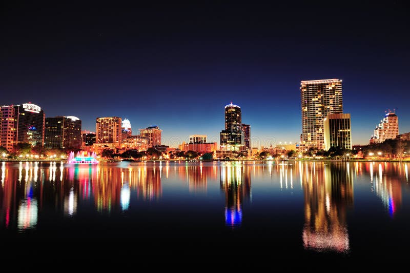 Orlando at night stock image. Image of eola, night, light - 24285899