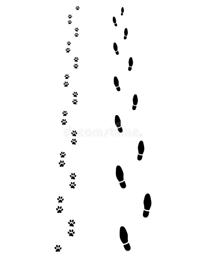 Orme dell'uomo e del cane illustrazione di stock. Illustrazione di ...