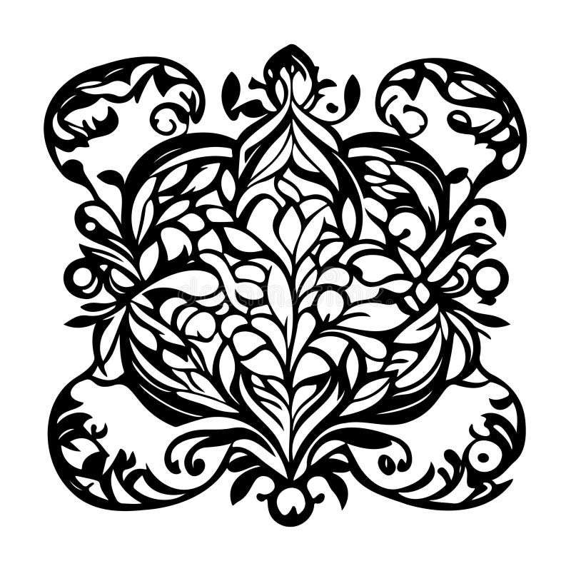 Ornament Batik Royal Design Icon Hand Draw Black Logo Symbol Perfect ...