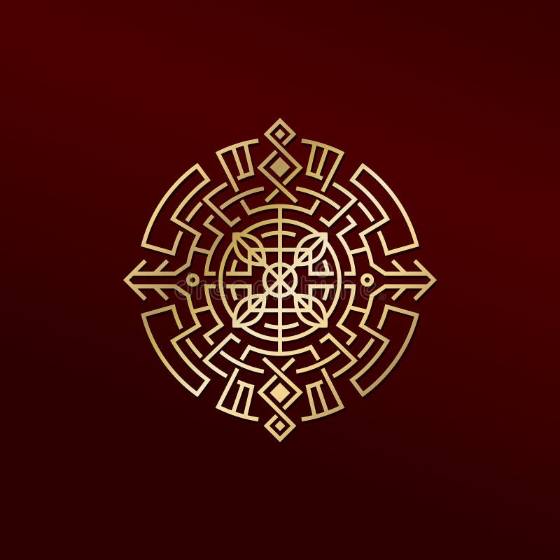 Ornament in a Circle, Vector Labyrinth. Gradient, Logo, Tattoo. Stock ...