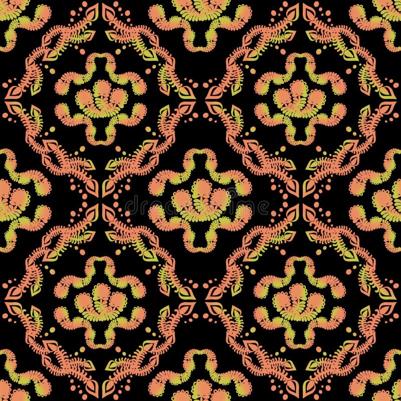 Ornament Damask Modern Flowers Patterns Stock Illustration ...