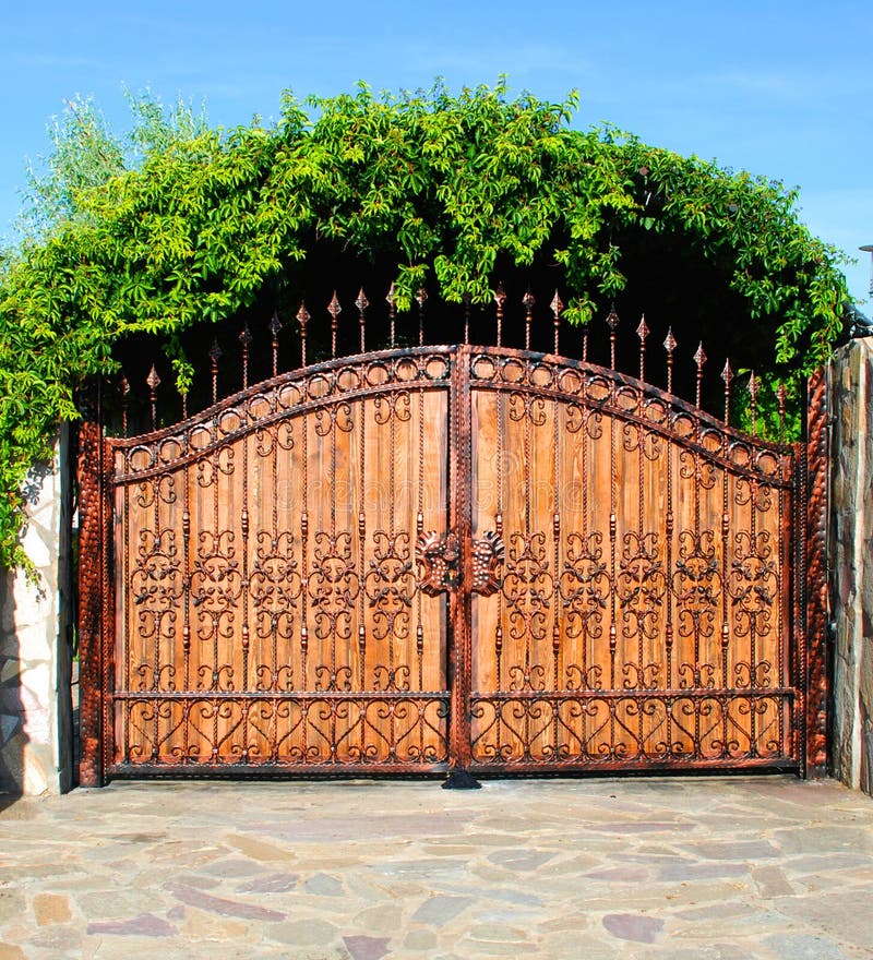 Ornament Forged Big Iron Garden Gate Stock Image - Image of curly ...
