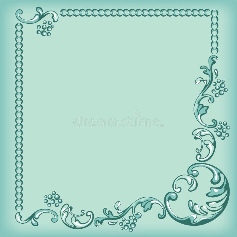 Ornament Frame, Decorative Pattern on Turquoise Background Stock Vector ...