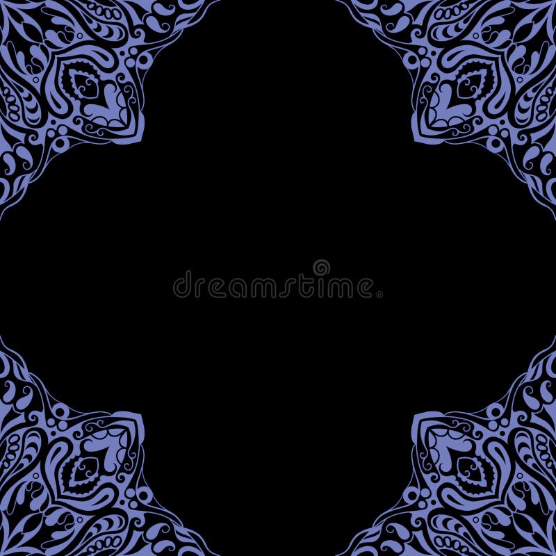 Ornamental Frame. Decorative Border - Corners - Violet on Black ...