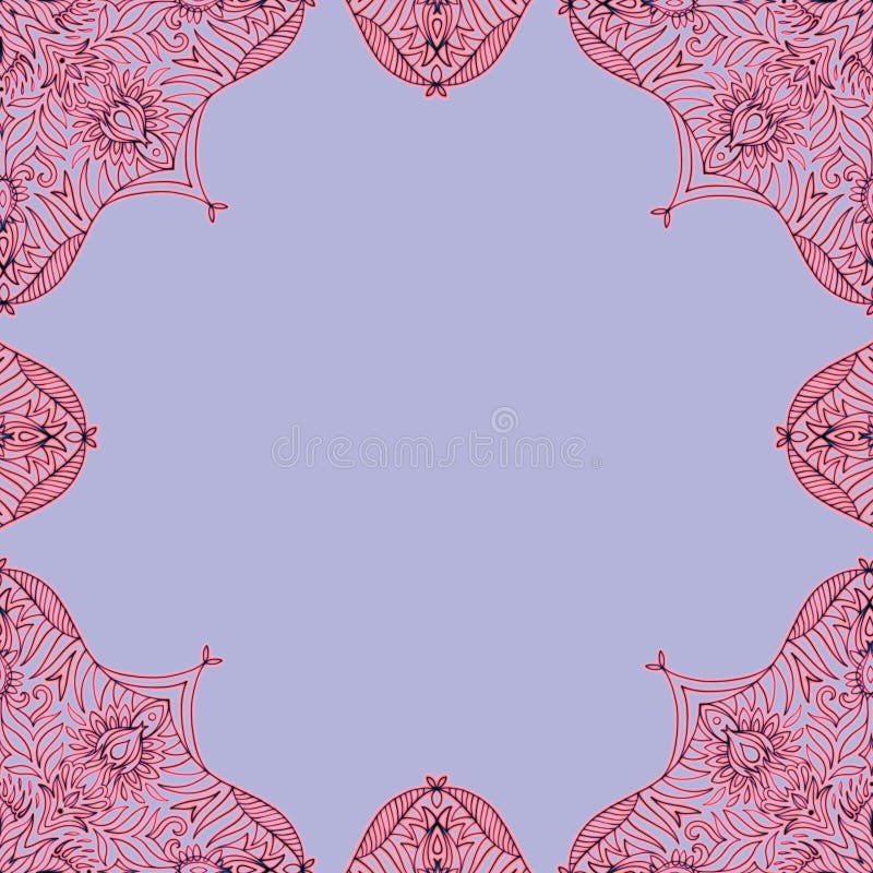 Ornamental Frame. Decorative Border - Corners - Pink on Light Blue ...