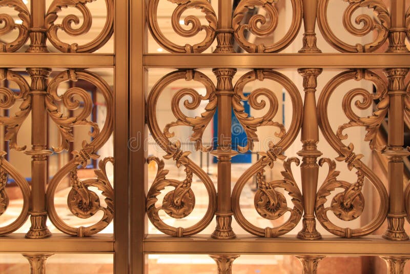 Ornament of a Golden Metal Gate Stock Photo - Image of iron, golden ...