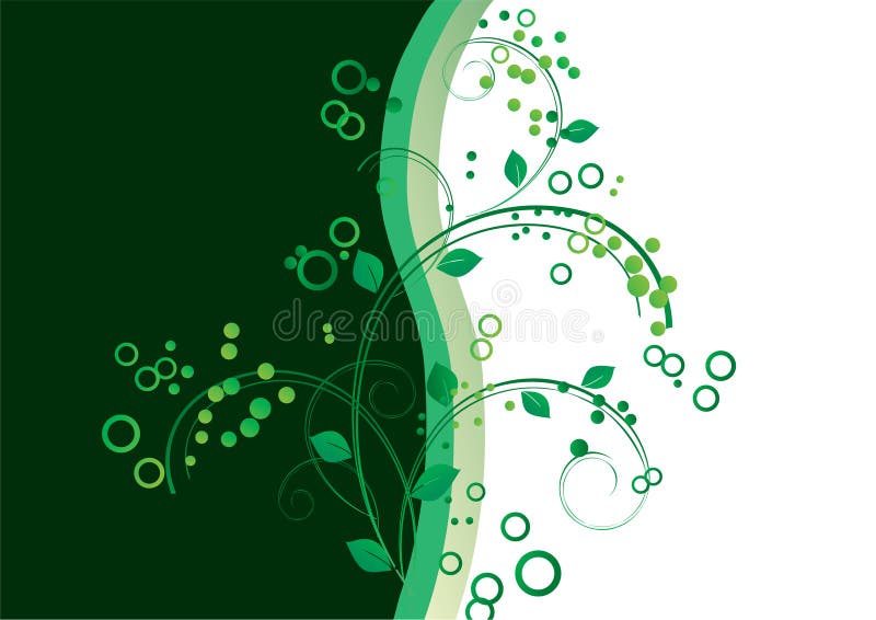 Ornament with a Green Twig. Stock Vector - Illustration of abstract ...