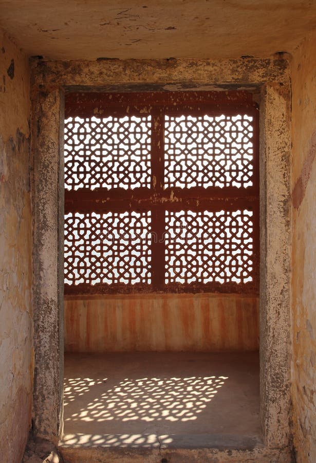 Ornament Lattice Window in India Stock Image - Image of indian, light ...