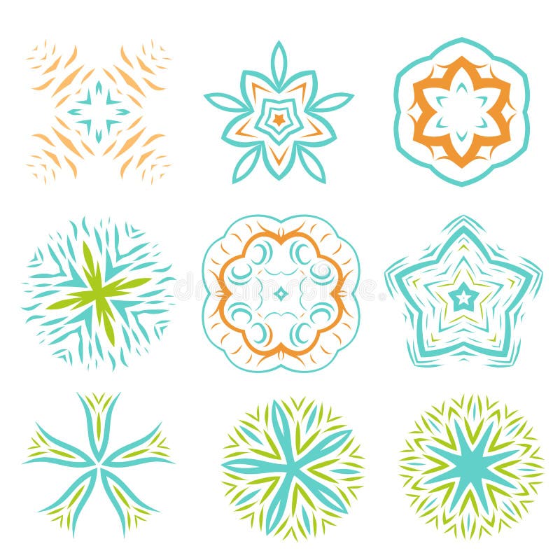 Ornament Line Art Design Colorful Set Stock Vector - Illustration of ...