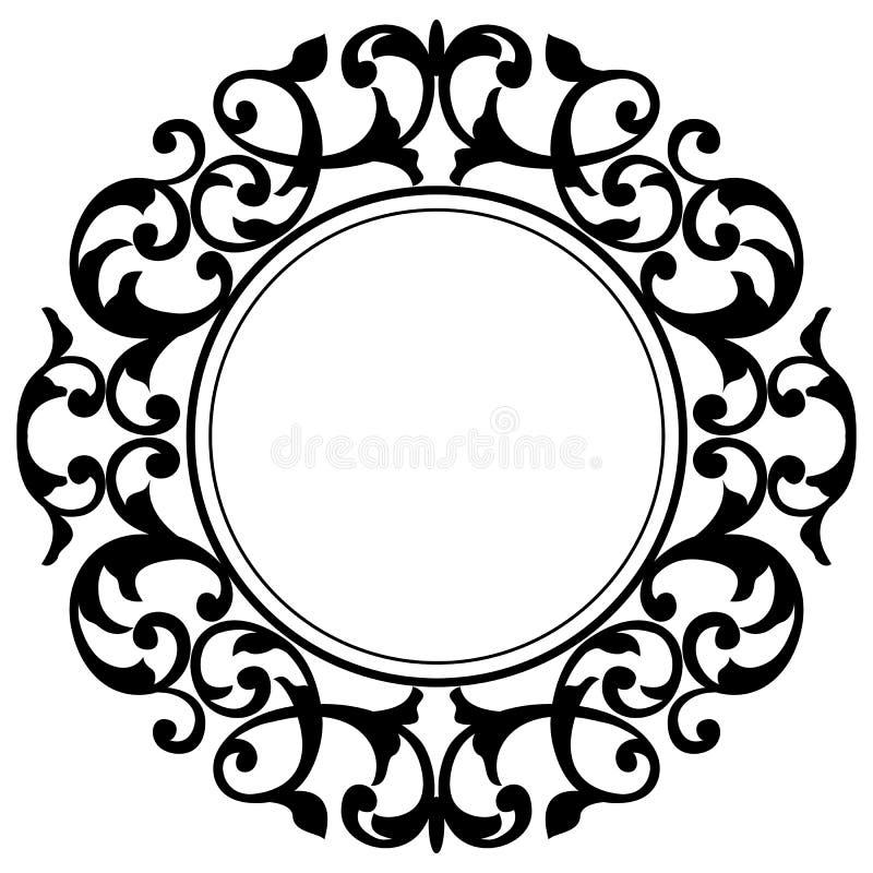 1963 Ornament, Round Frame, Pattern, Border Set in Black, Classic ...