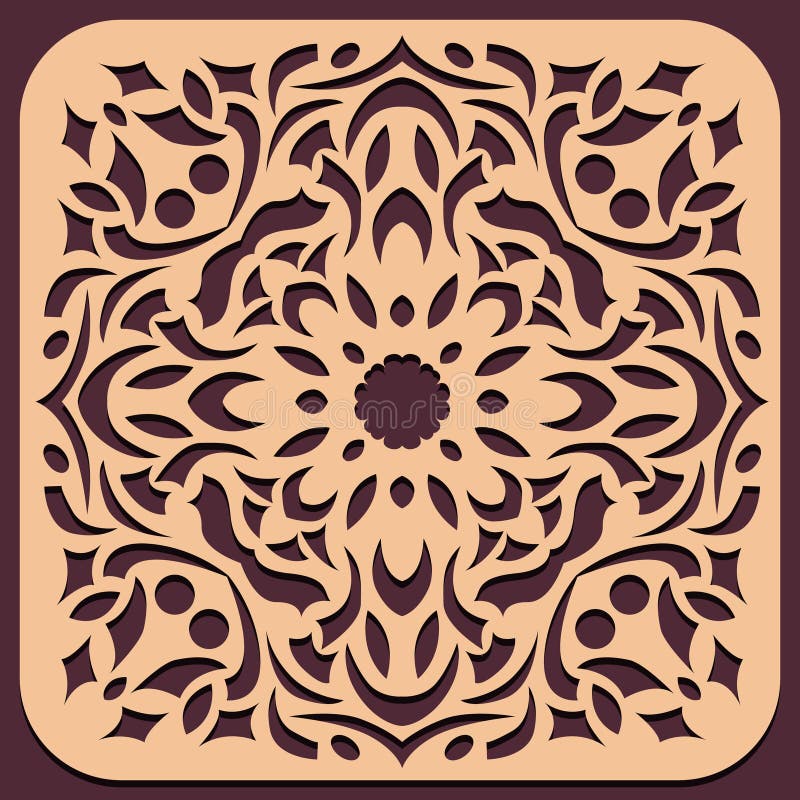 Ornament Square Stencil Silhouette in Arabic Stock Vector ...