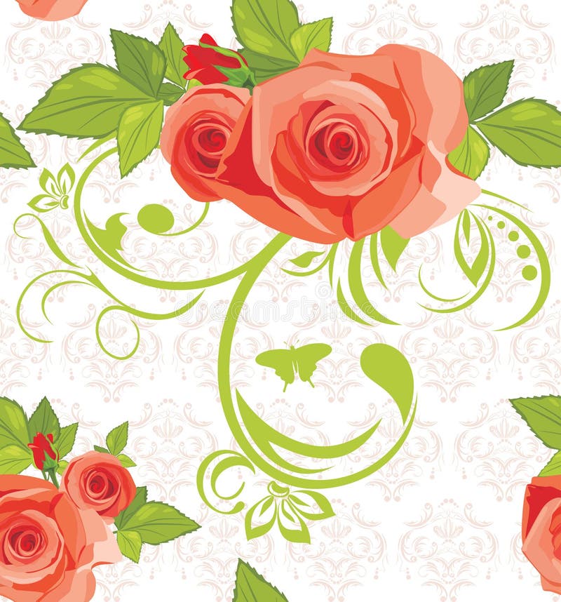 Pink Rose Vine. Vector Illustration. Stock Vector - Illustration of ...