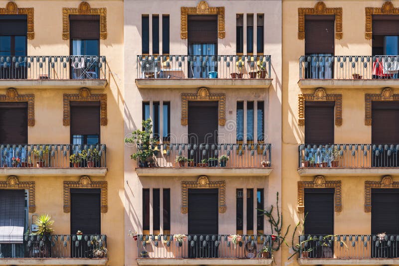 Ornamental Balconies of a Neoclassical Building Stock Image - Image of ...