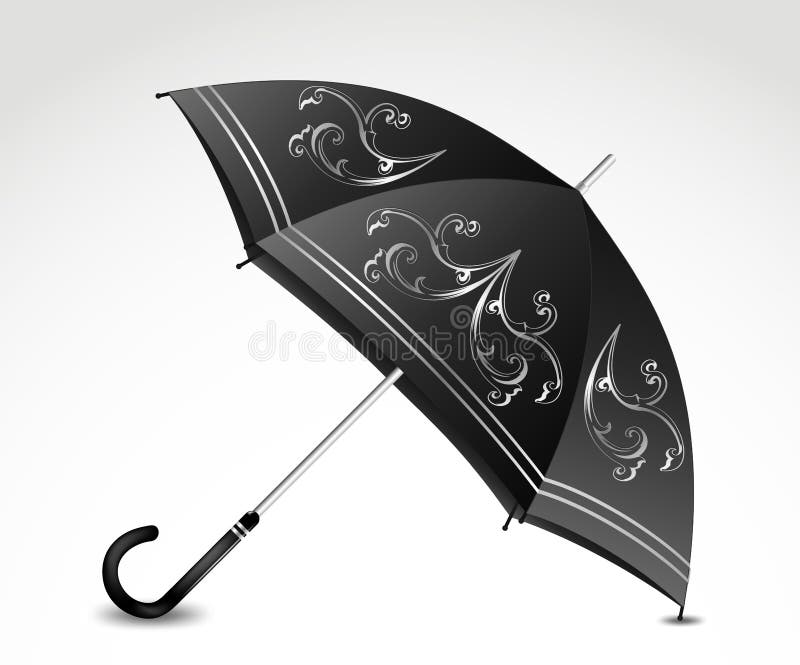 Ornamental Black Umbrella. Vector Stock Vector - Illustration of ...