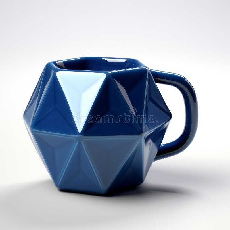 Blue Triangular Mug with Geometric Pattern - Unique 3d Model Stock ...
