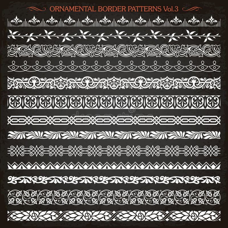 Ornamental Border Frame Line Vintage Patterns 3 Vector Stock Vector ...
