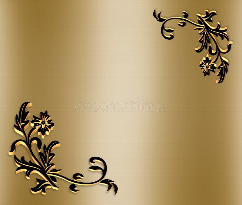 Ornamental Border on Gold Satin 3D Stock Illustration - Illustration of ...