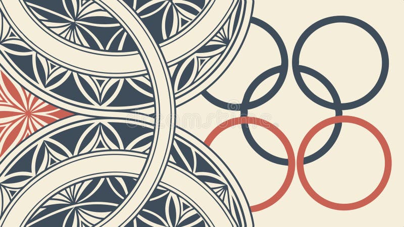 Ornamental Border Pattern with Olympic Rings and Abstract Geometric ...