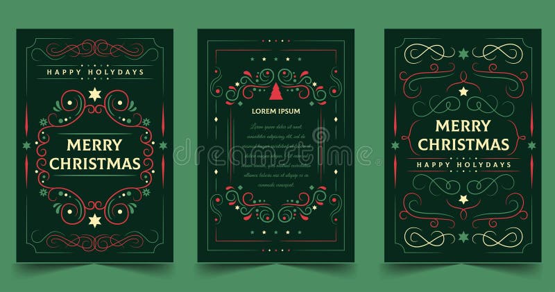 Ornamental Christmas Cards Vector Design Illustration Stock Vector ...