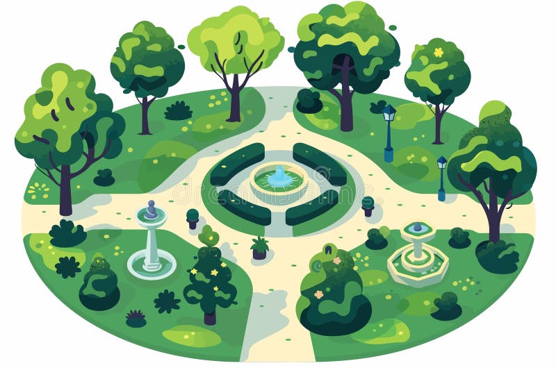 Ornamental City Park from Above Isolated Vector Style Stock Vector ...