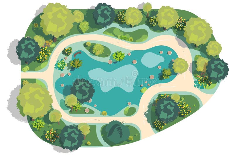 Ornamental City Park from Above Isolated Vector Style Stock Vector ...