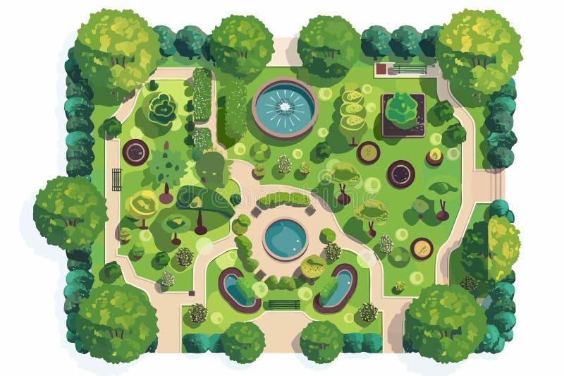 Ornamental City Park from Above Isolated Vector Style Stock Vector ...
