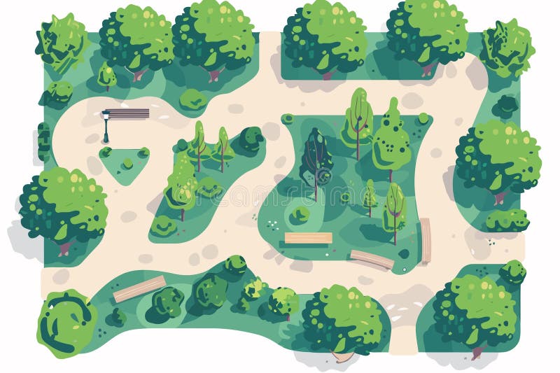 Ornamental City Park from Above Isolated Vector Style Stock Vector ...