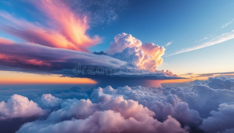 Ornamental Clouds. Dramatic Sky. Epic Storm Cloudscape Soft Sunlight ...