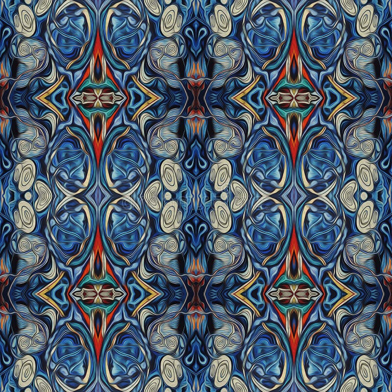 Ornamental Colourful Seamless High Resolution Pattern in Blue, Red and ...
