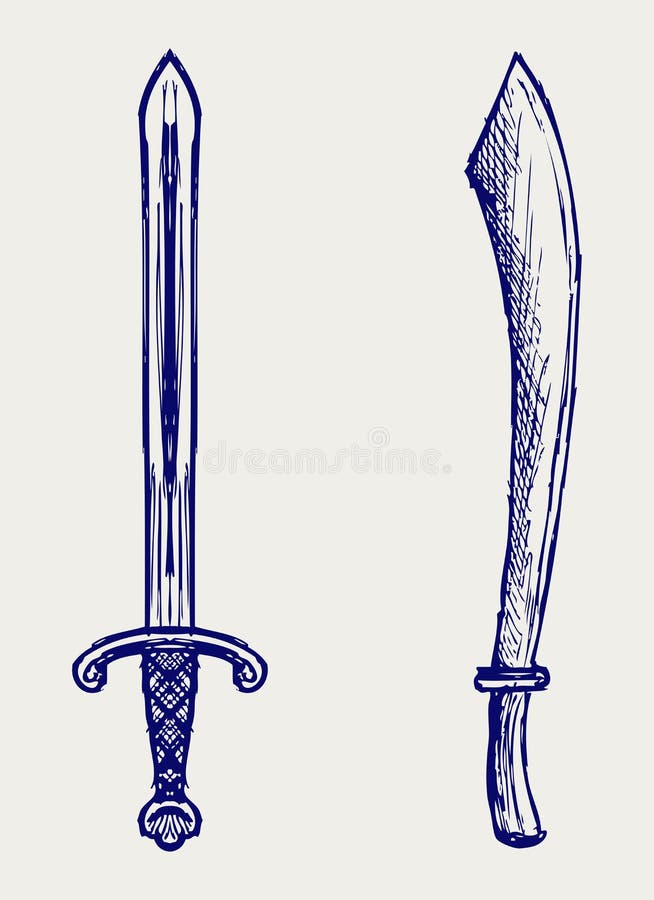 Ornamental Dagger. Doodle Style Stock Vector - Illustration of antique ...