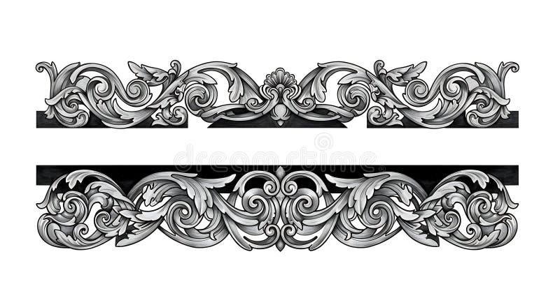 Ornamental Decorative Designs Featuring Intricate Scrolls and Acanthus ...