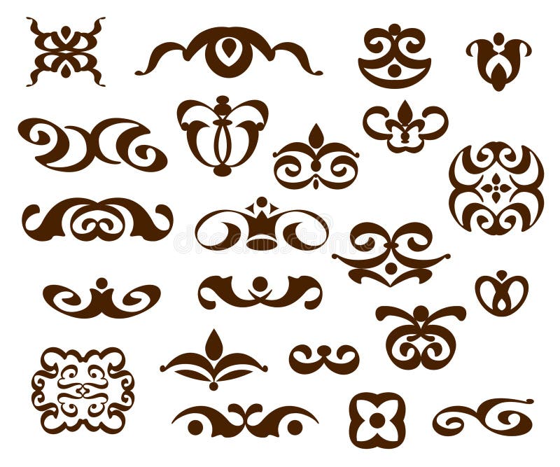 Ornamental Design Elements, Series.Brown. Stock Vector - Illustration ...