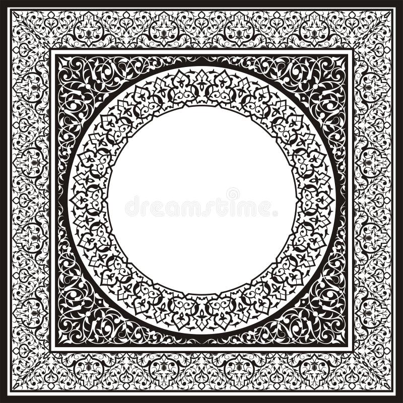 Ornamental Design Pattern on Square and Round Frames in the Center ...