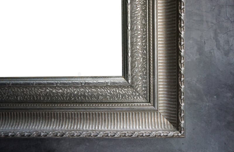 Ornamental Detail Silver Color Frame on Concrete Wall Stock Photo ...