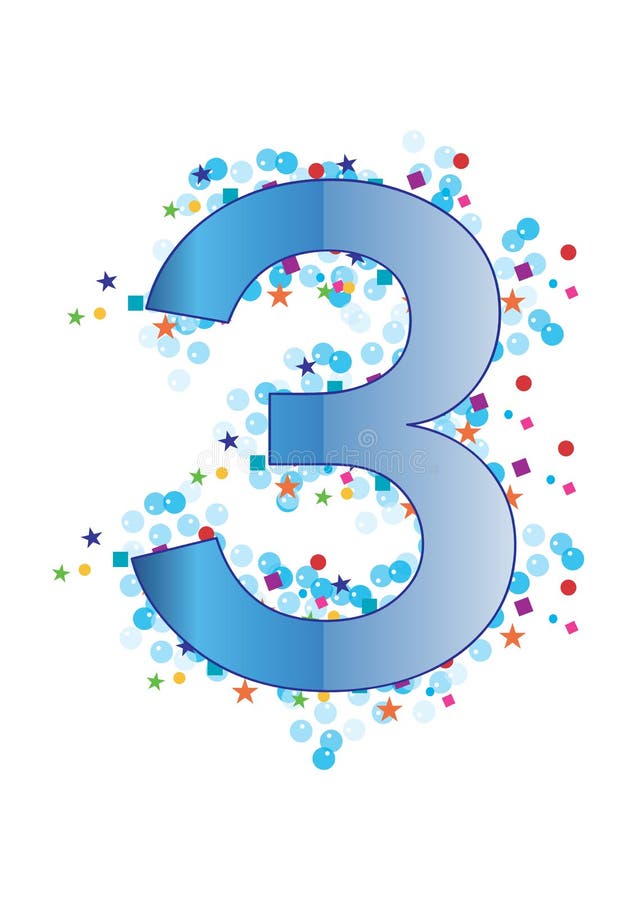 Ornamental Digit Three -vector Stock Vector - Illustration of stars ...