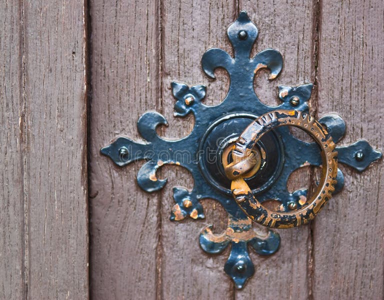 Ornamental Door Handle Ring Stock Image - Image of brown, fort: 3856309