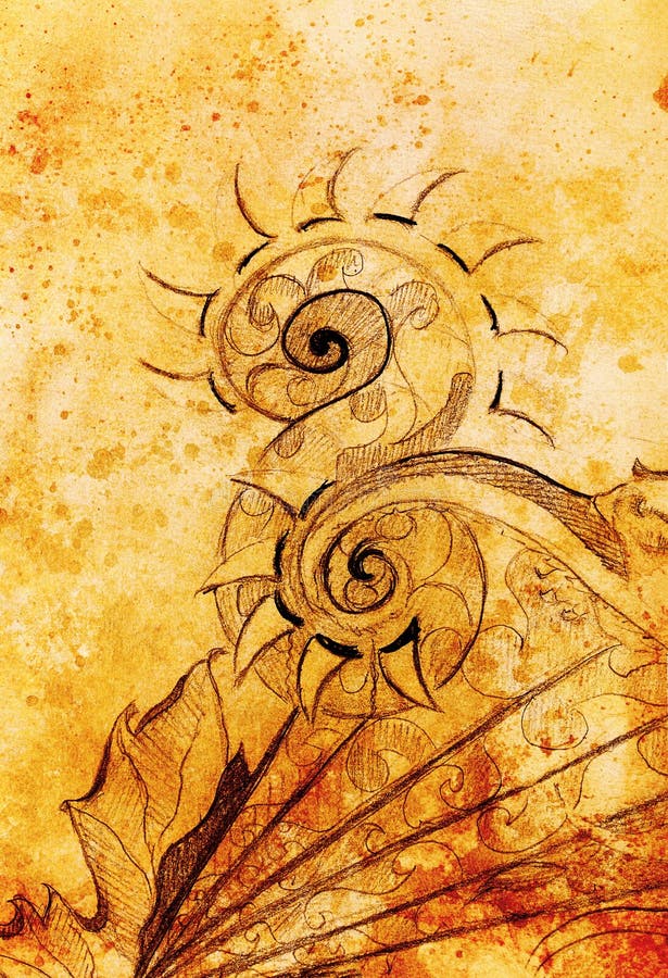 Ornamental Drawing. Original Hand Draw and Computer Collage Stock ...