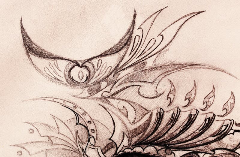 Ornamental Drawing. Original Hand Draw and Computer Collage Stock ...