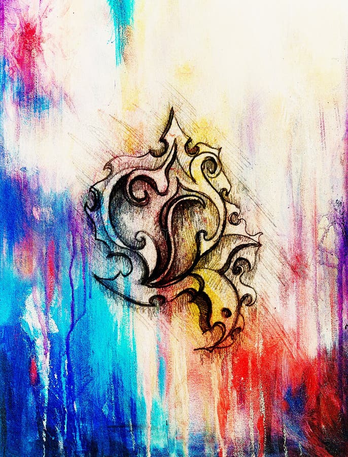 Ornamental Drawing. Original Hand Draw and Computer Collage Stock ...