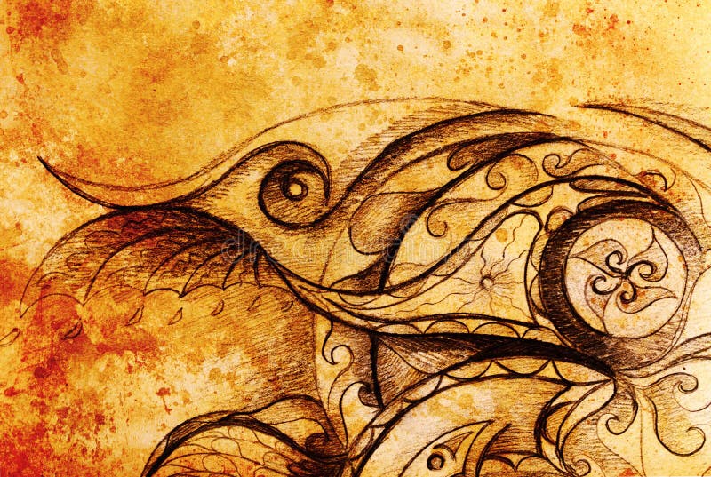 Ornamental Drawing. Original Hand Draw and Computer Collage Stock ...