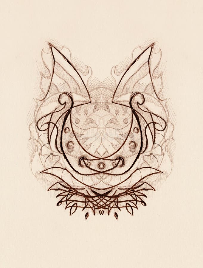 Ornamental Drawing. Original Hand Draw and Computer Collage. Color ...